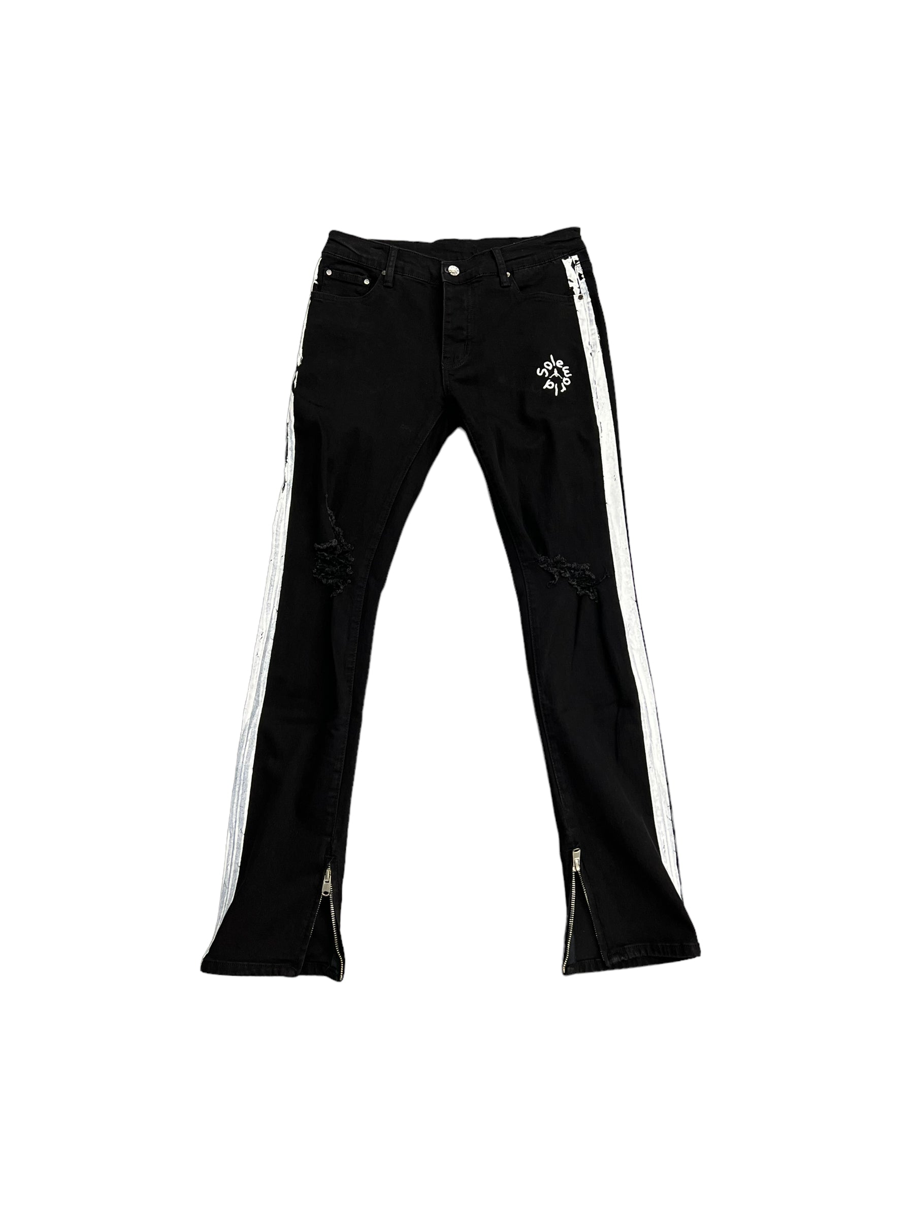 Sole World Jeans White Black Paint